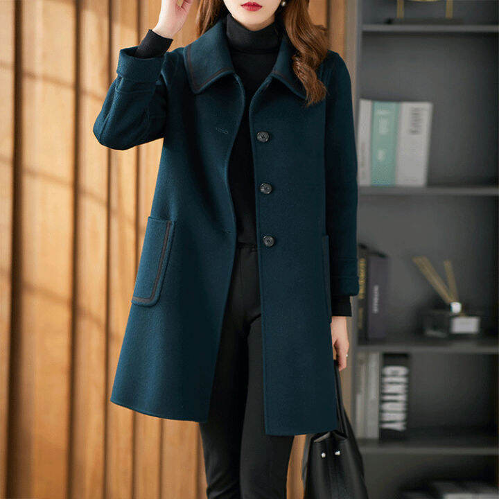 naimo Jl- เสื้อโค้ทผ้าขนสัตว์แคชเมียร์ แบบสองด้าน สําหรับผู้หญิง ...