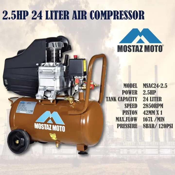 Mostaz Moto Air Compressor 2.5HP 24L MSAC24-2.5 100% Copper Wire Motor ...