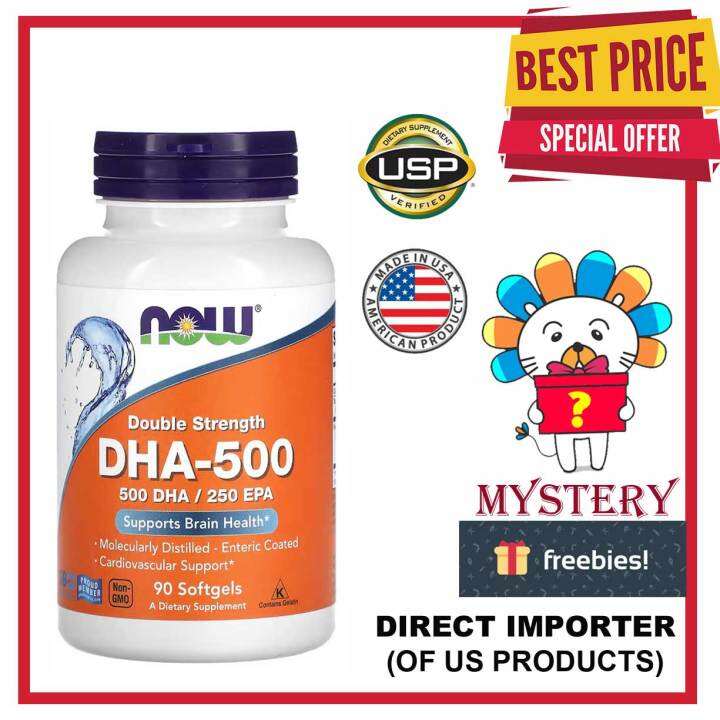 NOW Foods, DHA-500 Fish Oil, Double Strength, 90 Softgels | Lazada PH