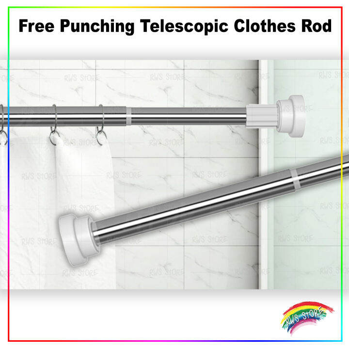 Free Punching Telescopic Clothes Rod 免打孔晾衣杆 Batang Pakaian Boleh Laras ...