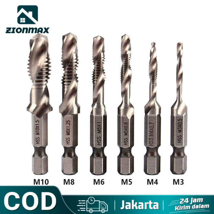 MAB-ULIR MATA BOR 1SET ISI 6PCS PEMBUAT ULIR DRAT BAHAN BAJA UKURAN M3 M4 M5 M6 M8 M10 | Lazada ...