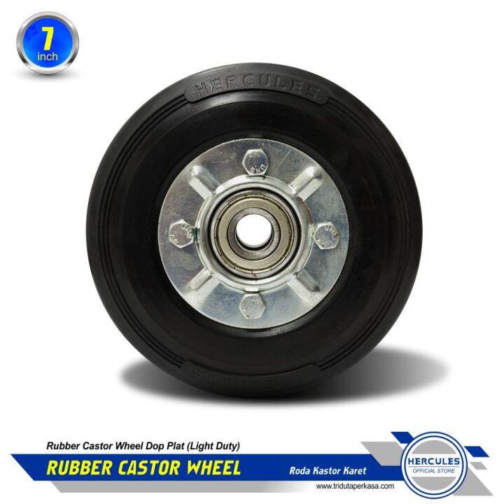 Hercules - Castor Wheel Dop Plat 7 Inch Light Duty, Roda Troli, Etalase ...
