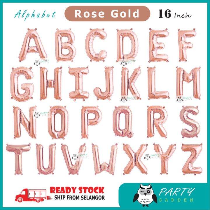 Rose Gold Alphabet 16inch Balloon Foil Balloon / A-Z Belun Decor Nama ...