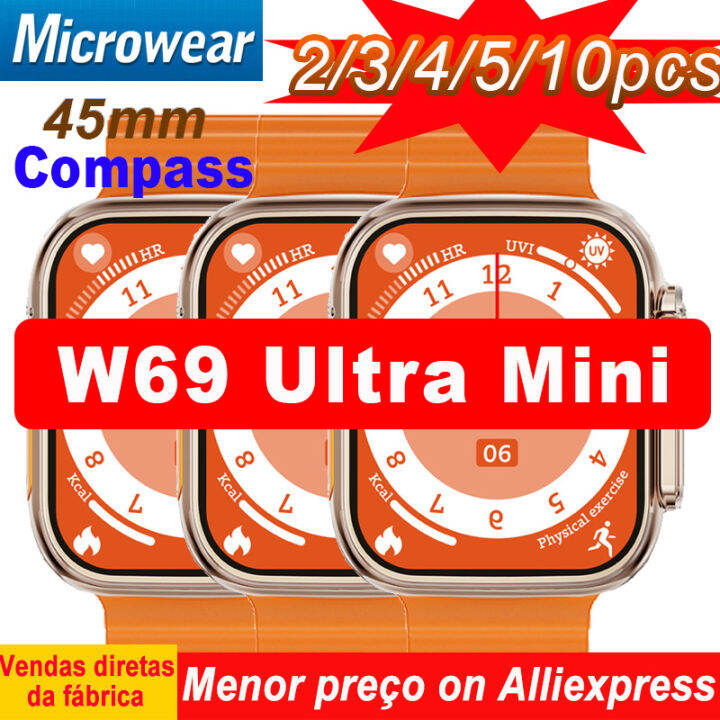 Microwear W69 Mini Ultra 3 PCS 5 PCS Smart Watch ผู้หญิง45มม. 1.95นิ้ว ...