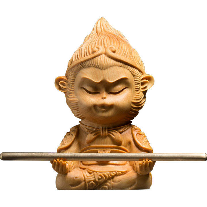 Sit wise monkey statue, Sun Wukong statue wooden buddha statue wood ...