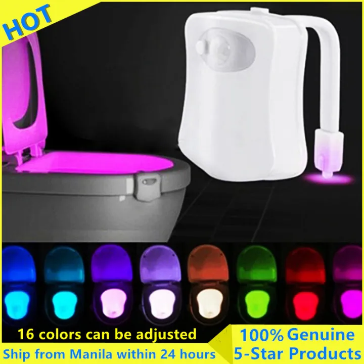 Toilet Night Light 16 Colors Body Sensing Automatic LED Motion Sensor ...