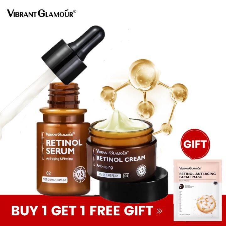 VIBRANT GLAMOUR Natural Retinol Sets Face Cream+Facial Serum Retinol VA ...