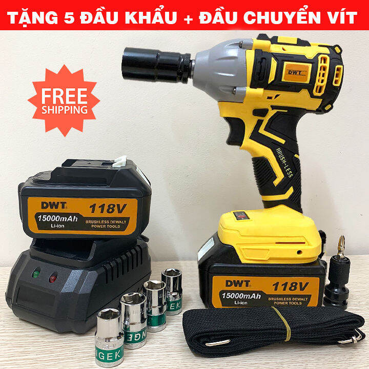 [TẶNG KÈM 5 ĐẦU KHẨU + ĐẦU CHUYỂN VÍT] Máy siết bulong DWT 118V - Siết mở bulong , khoan , bắt ...