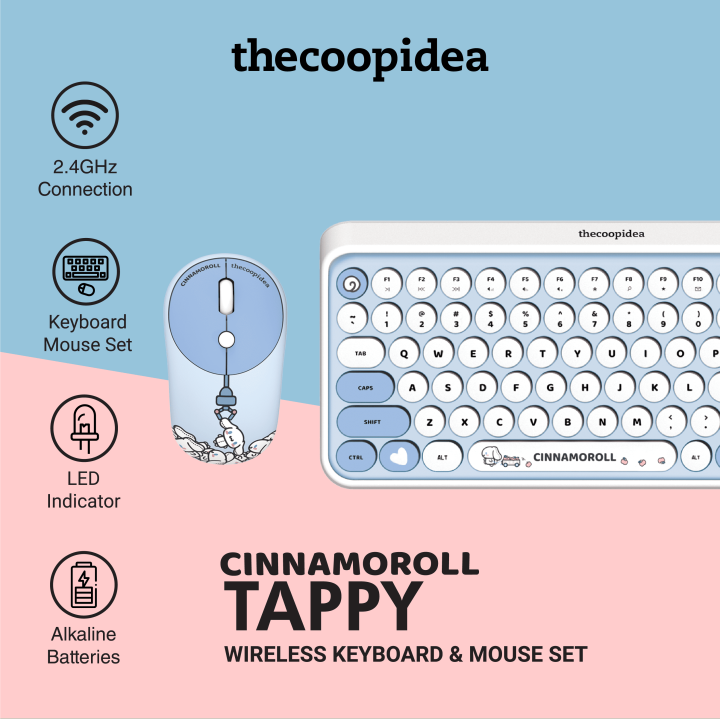 thecoopidea x Sanrio TAPPY Wireless Keyboard Set - Cinnamoroll | 2.4Ghz connection | LCD ...