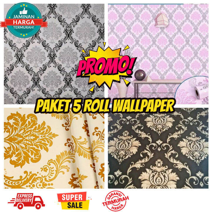 Promo 5 Roll Wallpaper Dinding Pvc Hiasan Dekorasi Ruang Tamu Kamar Wallsticker Aesthetic Motif ...