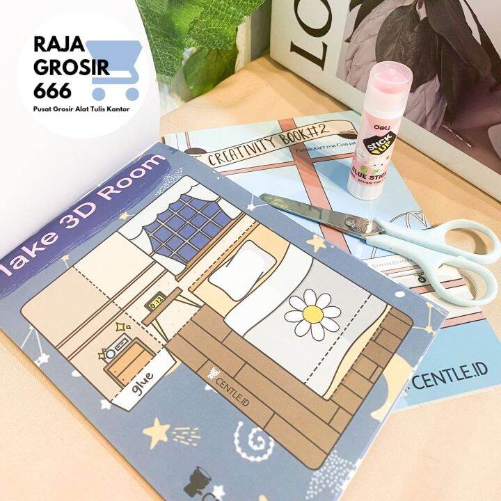 Buku Centle papercraft + Sticker anti air creativity book activity buku ...