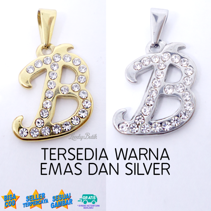 Liontin Huruf Titanium Tanpa Kalung Anti Karat Leontin Abjad Alphabet ...