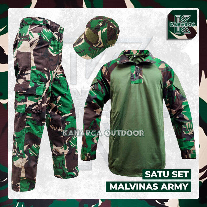 SATU SET SETELAN CELANA BAJU BDU TOPI TNI - SERAGAM CAMO TACTICAL OUTDOOR MALVINAS | Lazada ...
