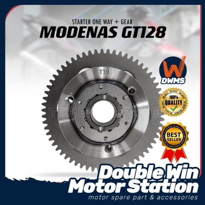 MODENAS GT128 STARTER ONE WAY + GEAR (COMPLETE) STARTER ONE WAY ASSY ...