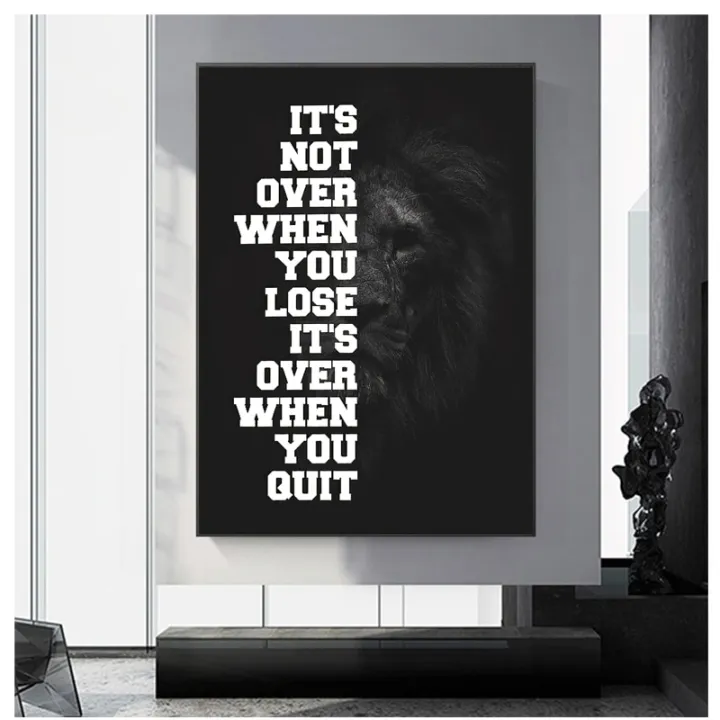 Wild Lion Letter Motivational Quote Art Canvas Painting Animals Posters ...