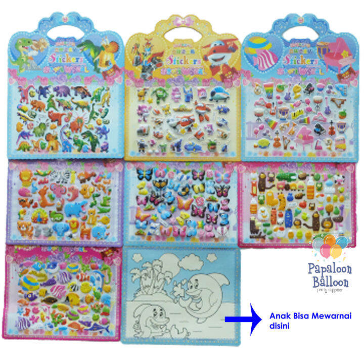 Sticker Anak Lucu Murah 20x20cm Timbul 3D Bisa Mewarnai | Lazada Indonesia