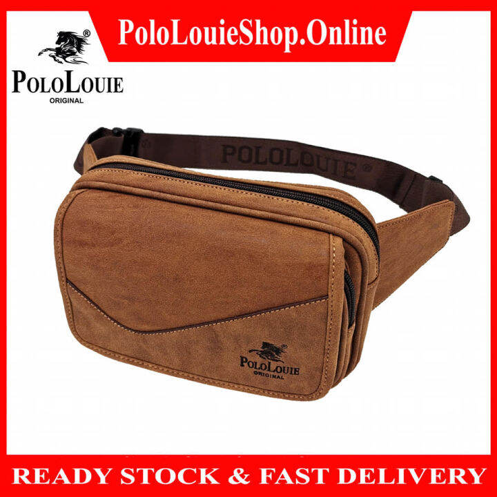 ORIGINAL Polo Louie Men Waist Bag Rough PU Leather Chest Pouch Bag ...