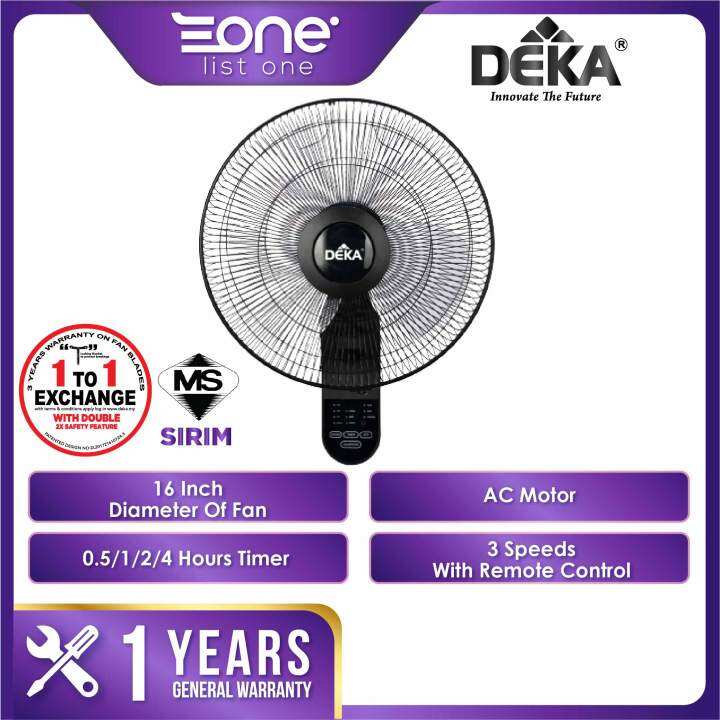 Deka 16" 3 Speed Wall Fan With Remote Control DWF 6R | Lazada