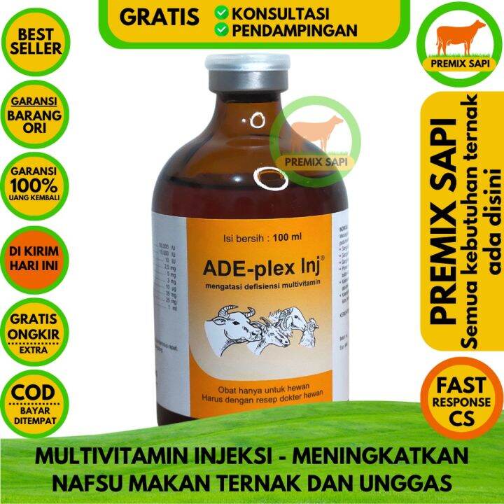 ADE PLEX INJ 50ml dan 100ml inj / Vitamin ADE Ternak SAPI KAMBING DOMBA ...