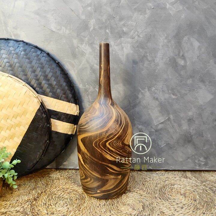 Exquisite Hand-carved Wooden Vase for Home Décor – Rustic, Artisan ...