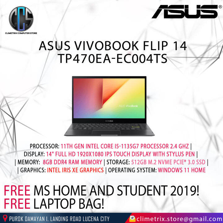 ASUS VIVOBOOK FLIP 14 TP470EA-EC004TS (Black) 14-in FHD Touch, CORE i5 ...