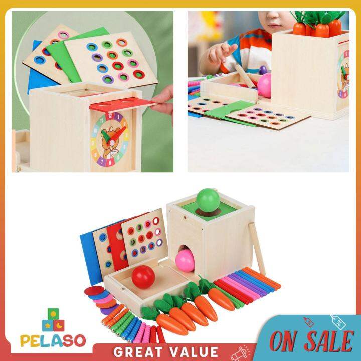 Pelaso Object Permanence Box Activities Wood Shape Sorting for Boys ...
