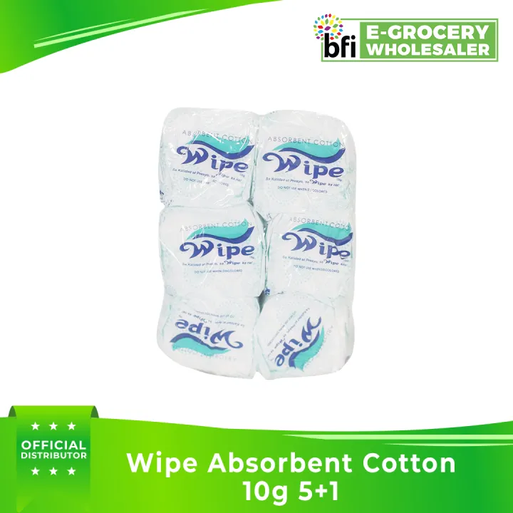 Wipe Absorbent Cotton 10g 5+1 [SAME-DAY AVAILABLE] | Lazada PH