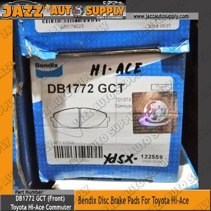Bendix Disc Brake Pads for Toyota Hi-Ace Commuter| DB-1772 GCT (Front ...