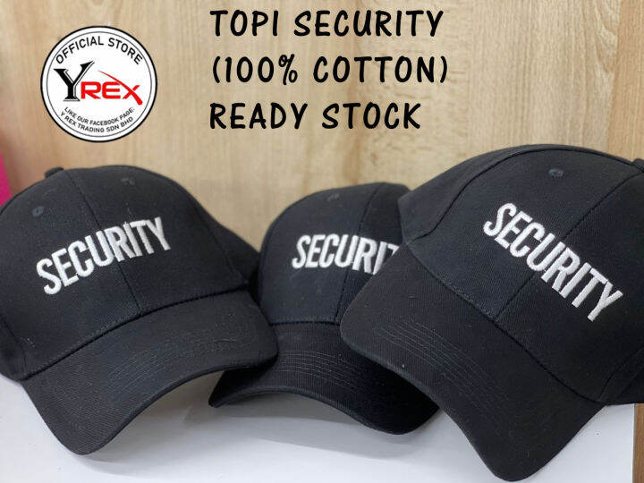 TOPI HITAM SECURITY JENAMA OREN SPORT/CAP HITAM SECURITY WORDING | Lazada