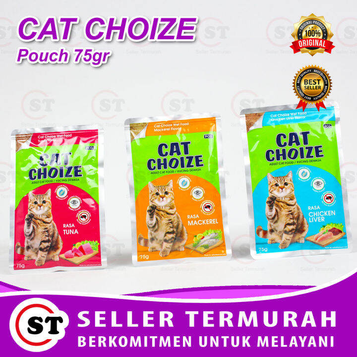 CAT CHOIZE POUCH SACHET ADULT 75GR TUNA / MACKEREL / CHICKEN LIVER ...