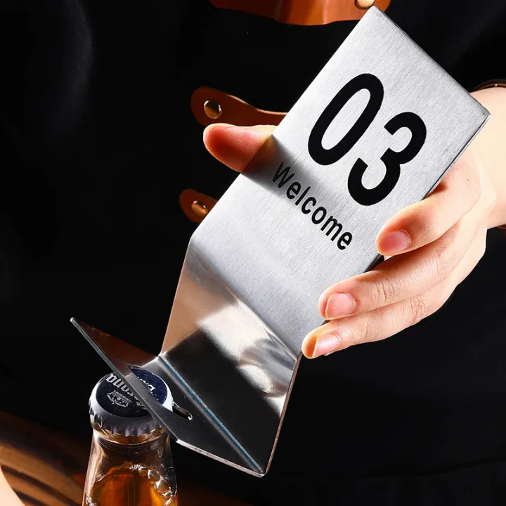 Vertical stainless steel restaurant number plate table plate double ...