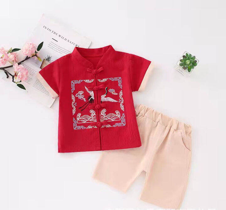 TOYSSAFARI 90-160cm Boys Traditional Crane Style CNY Chinese Costume ...