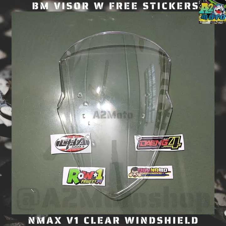 NMAX V1 V2 DS4 BM Visor Windshield w FREE Thai Stickers 2019 2020 2021 ...