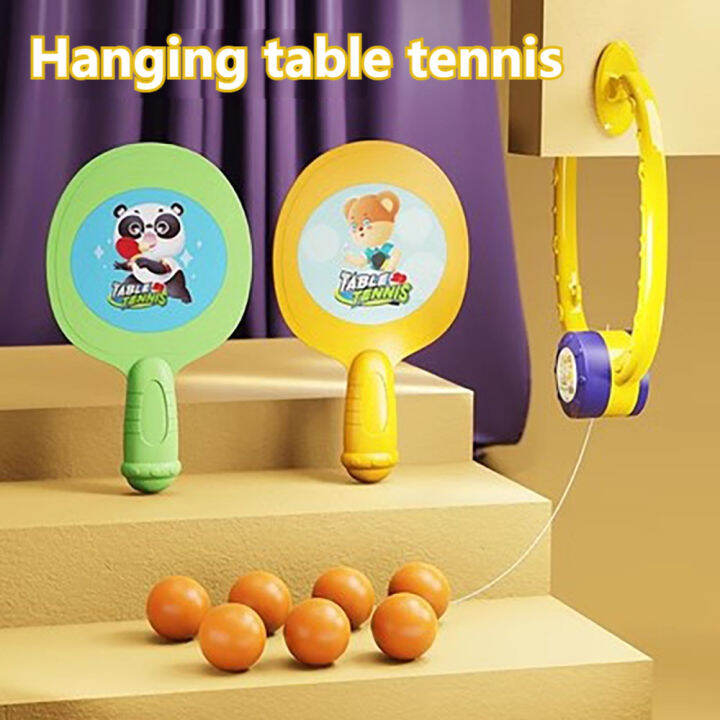Kids Indoor Sports Game Ping Pong Toy Hanging Table Tennis Self Trainer ...