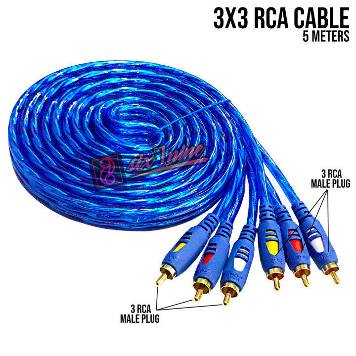 3X3 Heavy Duty 5M 3 Male RCA to 3 Male RCA Plug Jack Audio Video Stereo ...