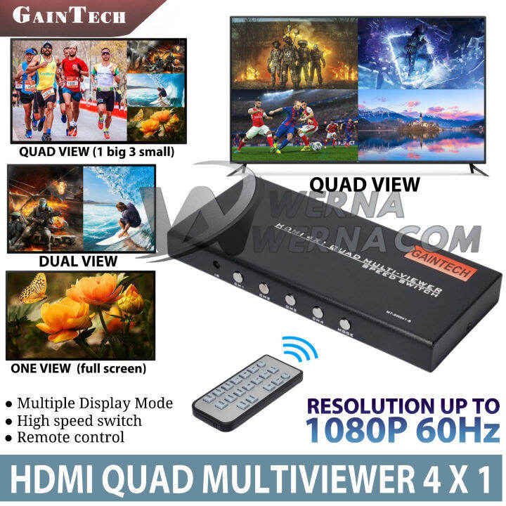 GAINTECH HDMI Quad Multiviewer screen video 4x1 resolution up to 1080p ...