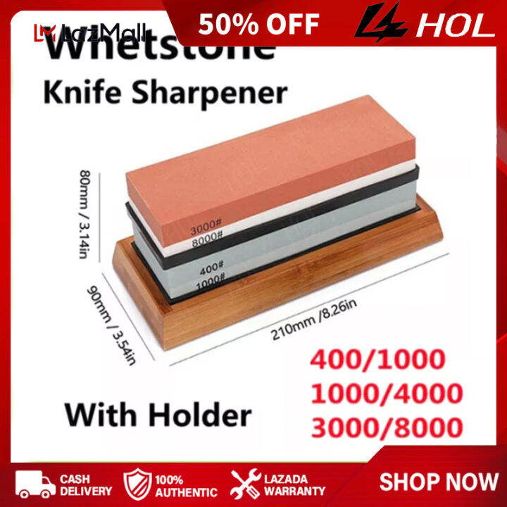 HOL 400/1000 Grit Whetstone Knife Sharpening Stone Waterstone Rubber ...