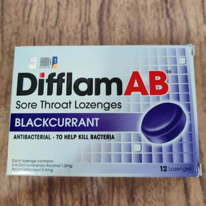 Difflam AB Sore Throat Lozenges Antibacterial- To help kill bacteria 12 ...