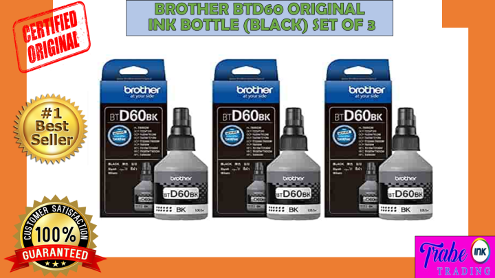 BROTHER BTD60 ORIGINAL INK BOTTLE (BLACK) SET OF 3 | Lazada PH
