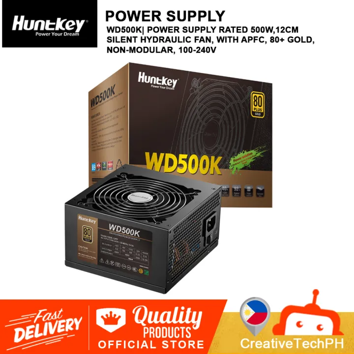 HUNKEY POWER SUPPLY WD500K PRO Rated 550W, Max.650W, 12cm fan, with ...