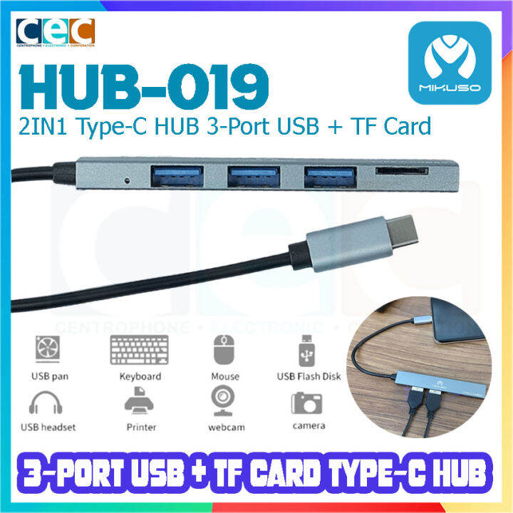 MIKUSO HUB-019 Type-C USB HUB 3-Ports 2.0 Usb Hub TF Card Slot Ultra ...