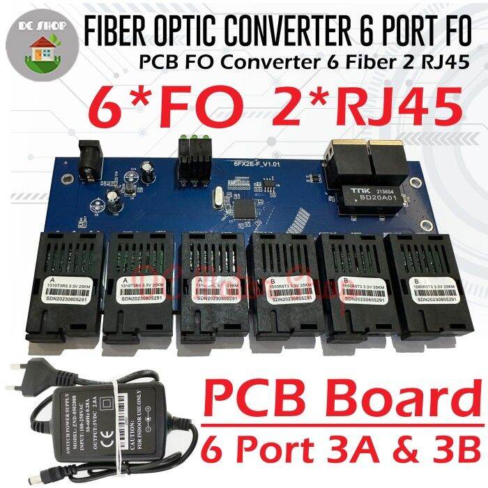 PCB Board Media Converter Fiber Switch 6 Port FO SC AAABBB 2 Port LAN ...