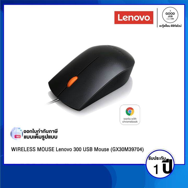 WIRELESS MOUSE (เมาส์USB) Lenovo 300 USB Mouse (GX30M39704) / รับประกัน ...