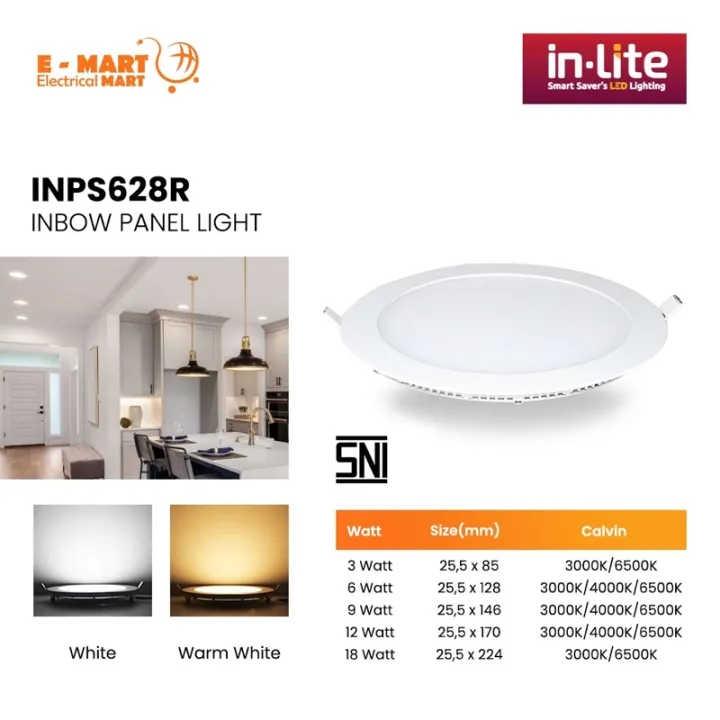 Downlight INLITE IB 18W Bulat Panel LED Tanam | Lazada Indonesia