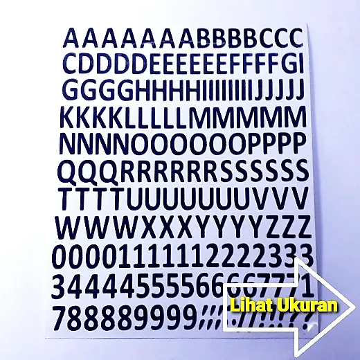 Cutting Sticker Alfabet (Huruf, Abjad, Dan Angka) Warna Hitam Keperluan ...
