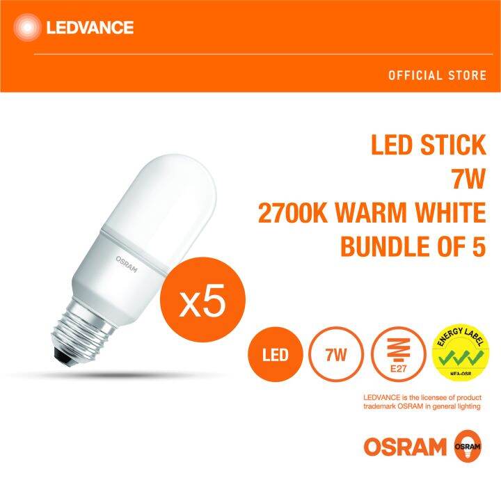 OSRAM LED Value Stick 7W E27 (2700K/6500K) (Bundle of 5) | Lazada Singapore