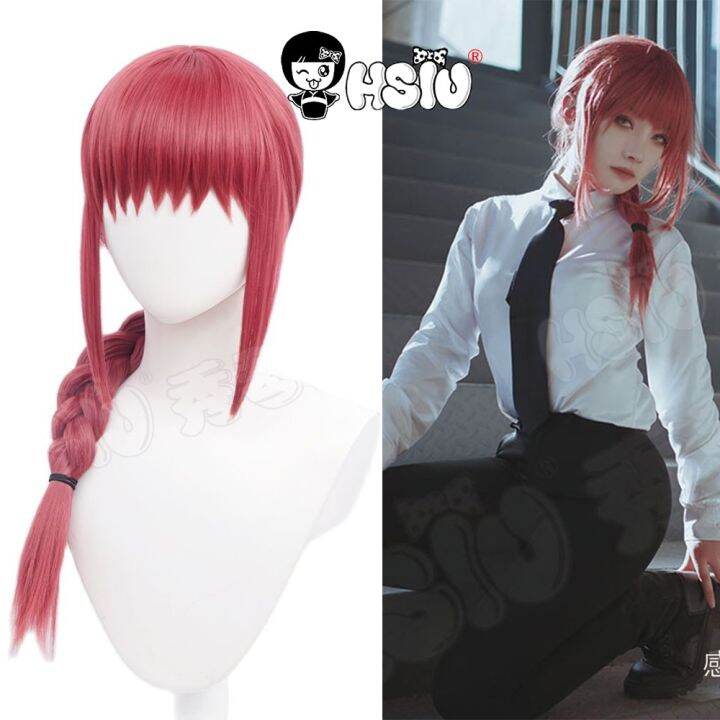 Makima Cosplay Wig Anime Chainsaw Man Cosplay HSIU Light Rose Red ...