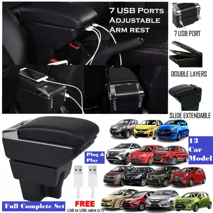 Car Arm Rest USB Armrest Car Console Box Axia Bezza Viva Myvi Saga BLM ...