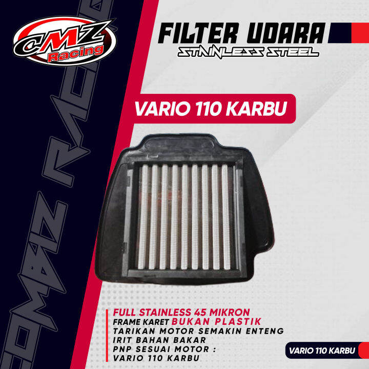 Filter Udara Stainless VARIO 110 CW KARBU Bisa Di Cuci Irit Bahan Bakar ...