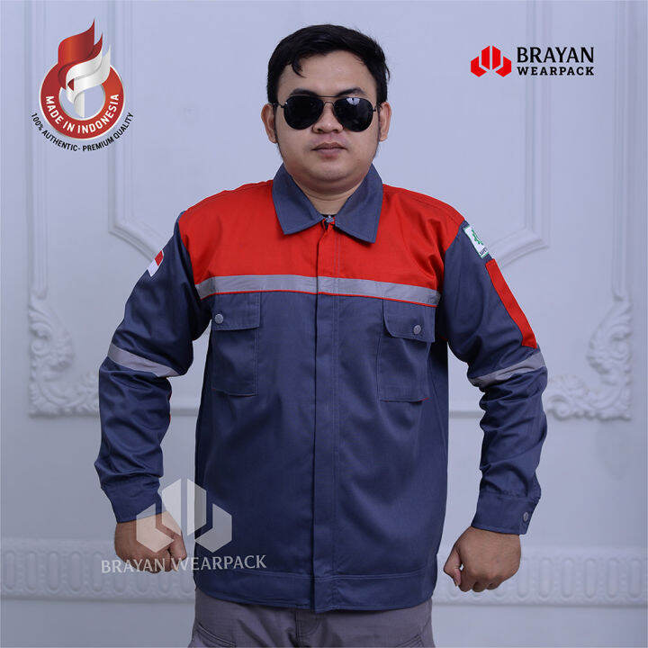 WEARPACK SAFETY BAJU KERJA PROYEK PDL WARNA ABU MERAH | Lazada Indonesia